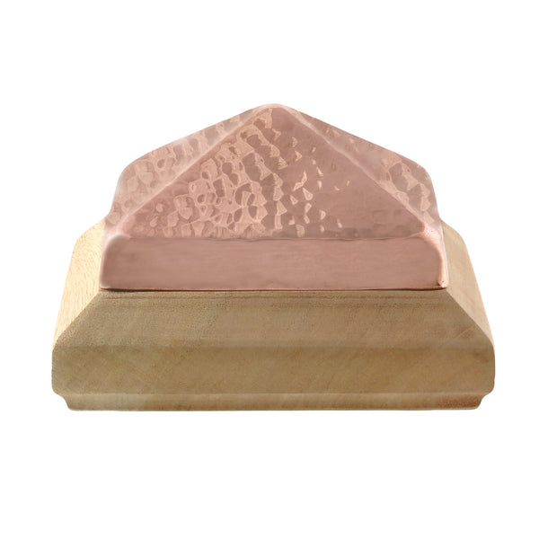 4x4 Traditional Wood Post Cap w/ Hammered Copper Pyramid | Copper Tops USA