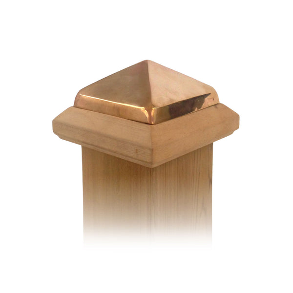 4x4 Traditional Wood Post Cap w/ Copper Pyramid | Copper Tops USA